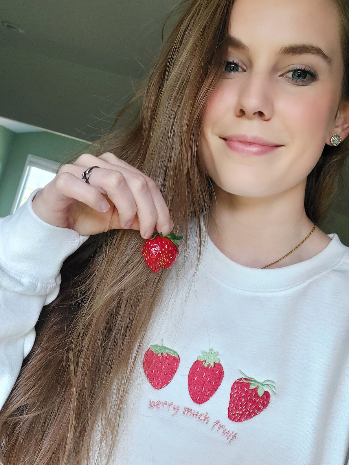 Berry Much Fruit Embroidered Crew / White – Convo Collections